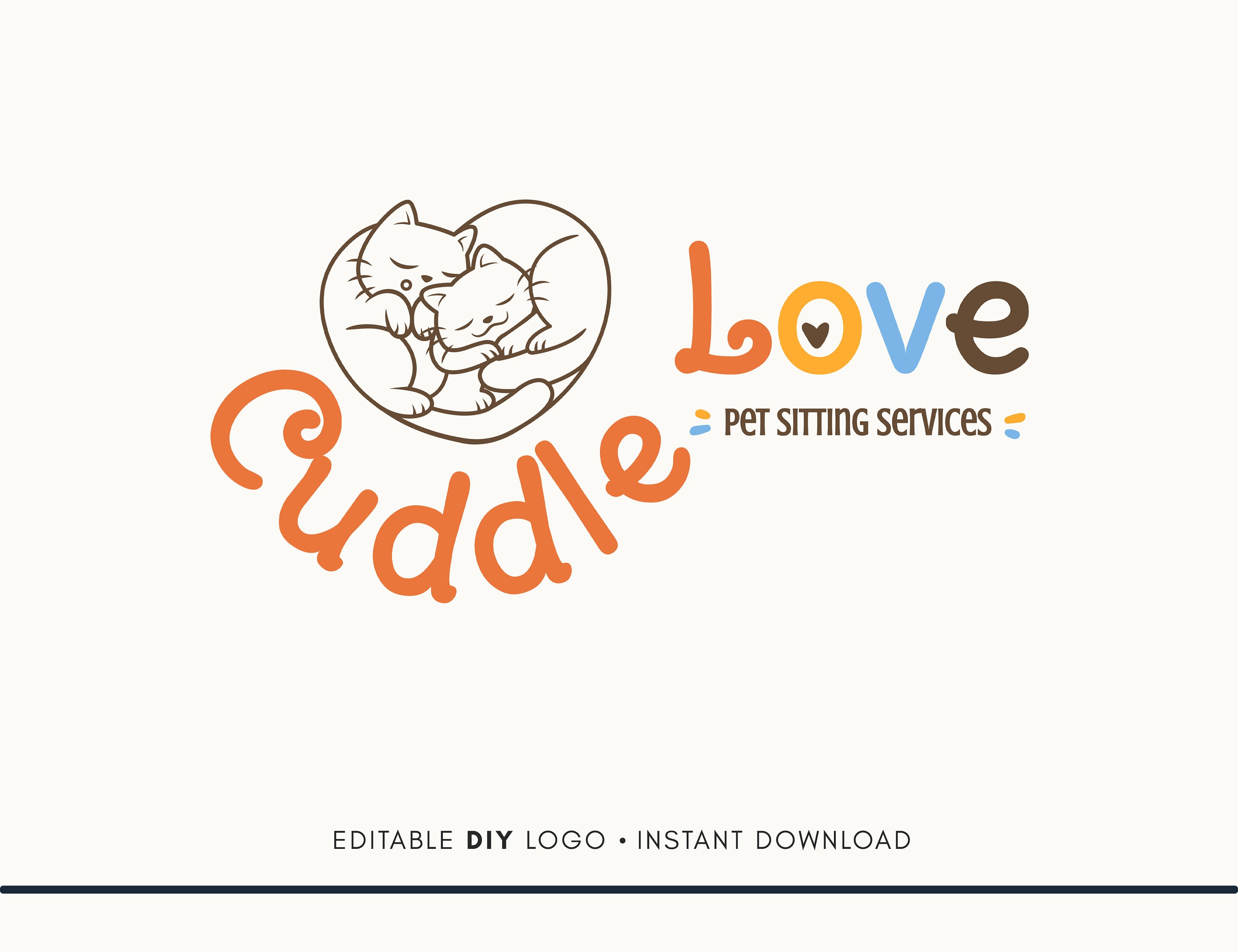 Editable Logo Design - DIY - Pet Sitting Logo - Pet Sitter Logo - Dog ...