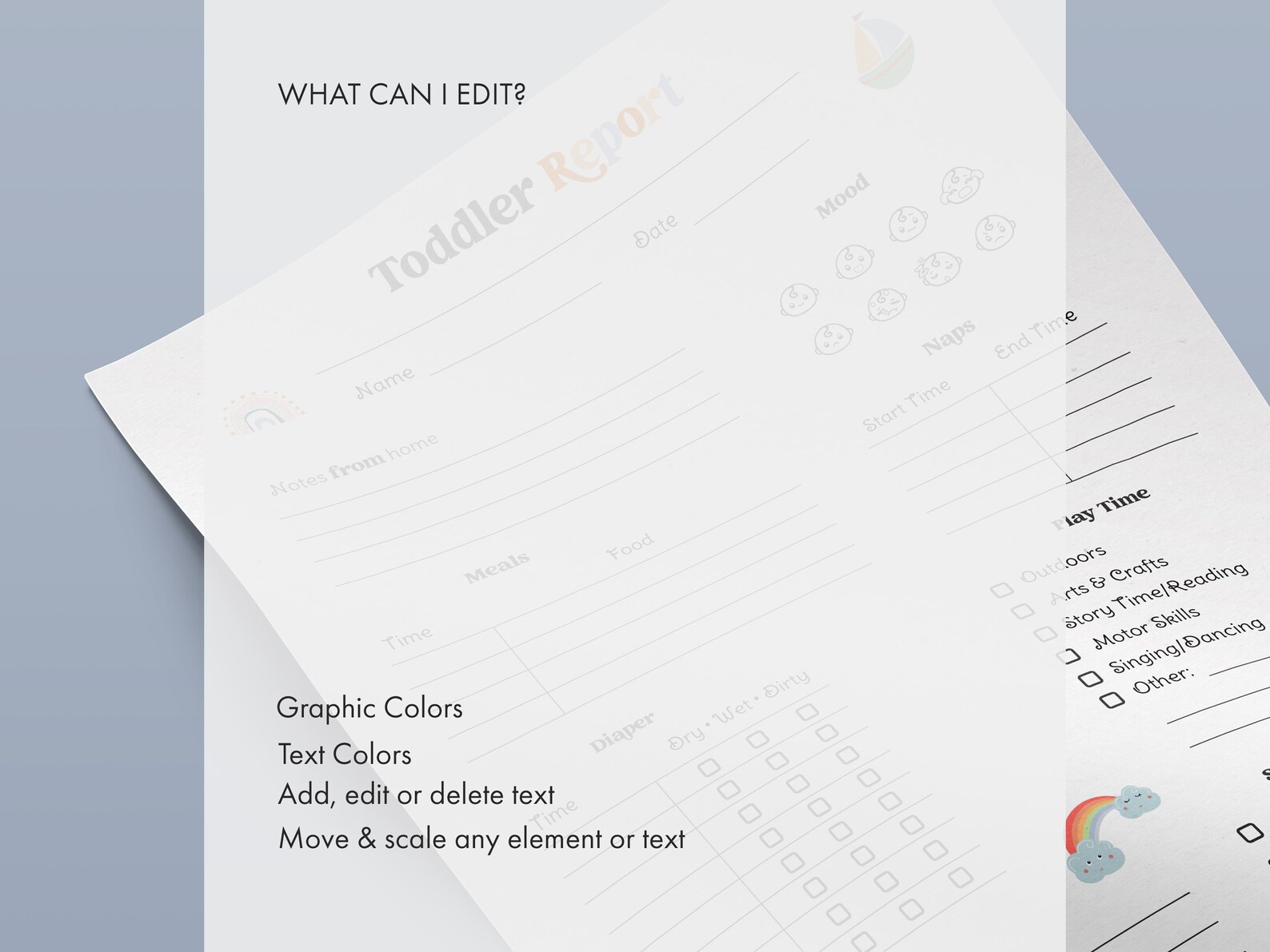 Editable Toddler Report Card - Daily Toddler Schedule - Babysitter ...