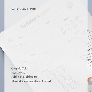Editable Toddler Report Card - Daily Toddler Schedule - Babysitter ...