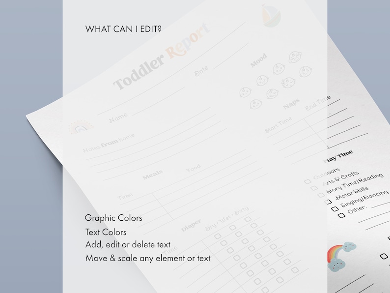 Editable Toddler Report Card - Daily Toddler Schedule - Babysitter ...