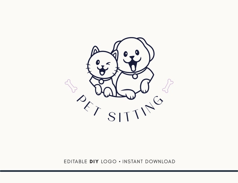 Editable Logo Design - Pet Sitting Logo - Dog and Cat Logo - Logo for ...