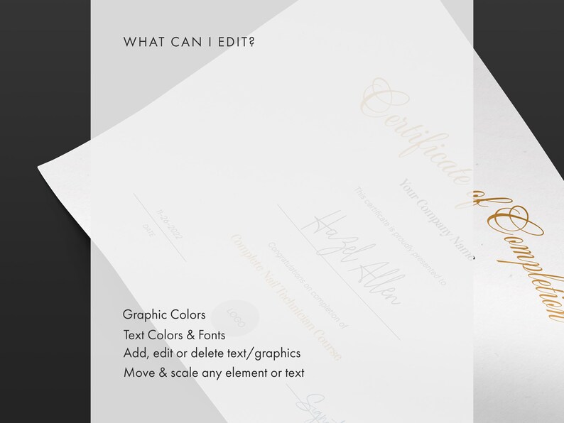 Editable Certificate of Completion Template - Printable Beauty Course ...