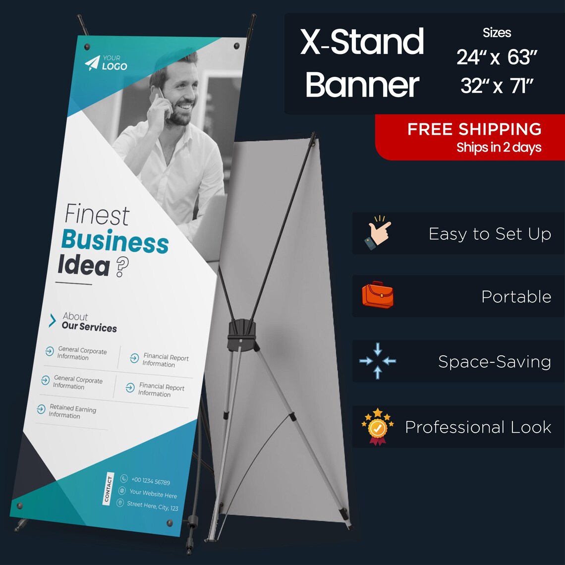 Custom X-stand Banner Display With Free Travel Bag - Custom Banner ...