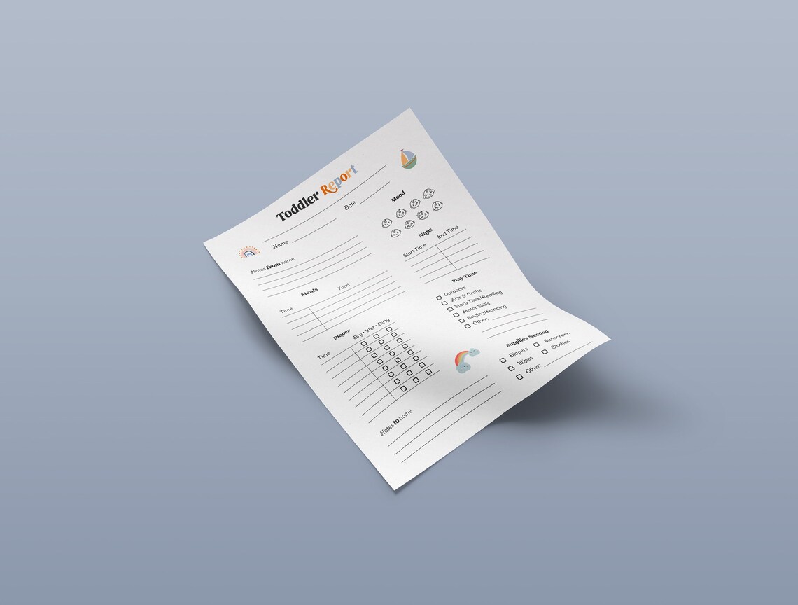 Editable Toddler Report Card - Daily Toddler Schedule - Babysitter ...