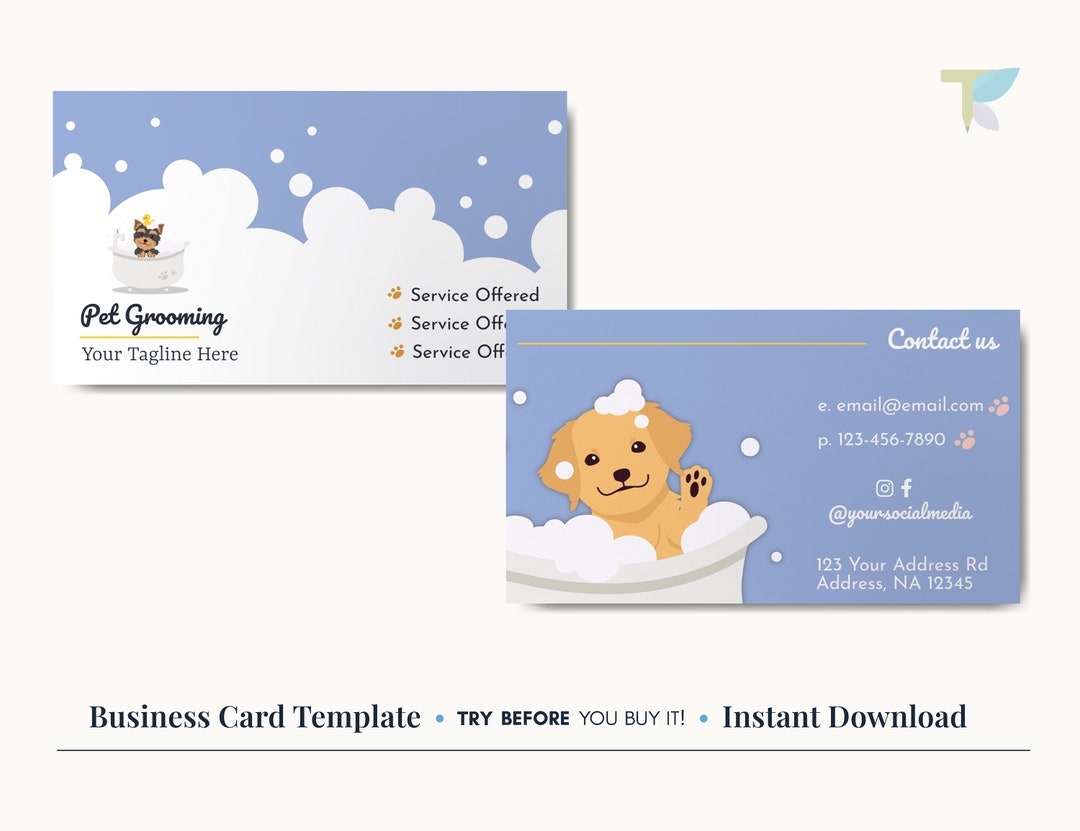 Business Card Template - Dog - Pet Service - Editable Business Card ...