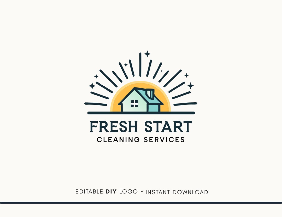 Editable Logo Design - House Cleaning Logo Template - Sunrise Home Logo ...
