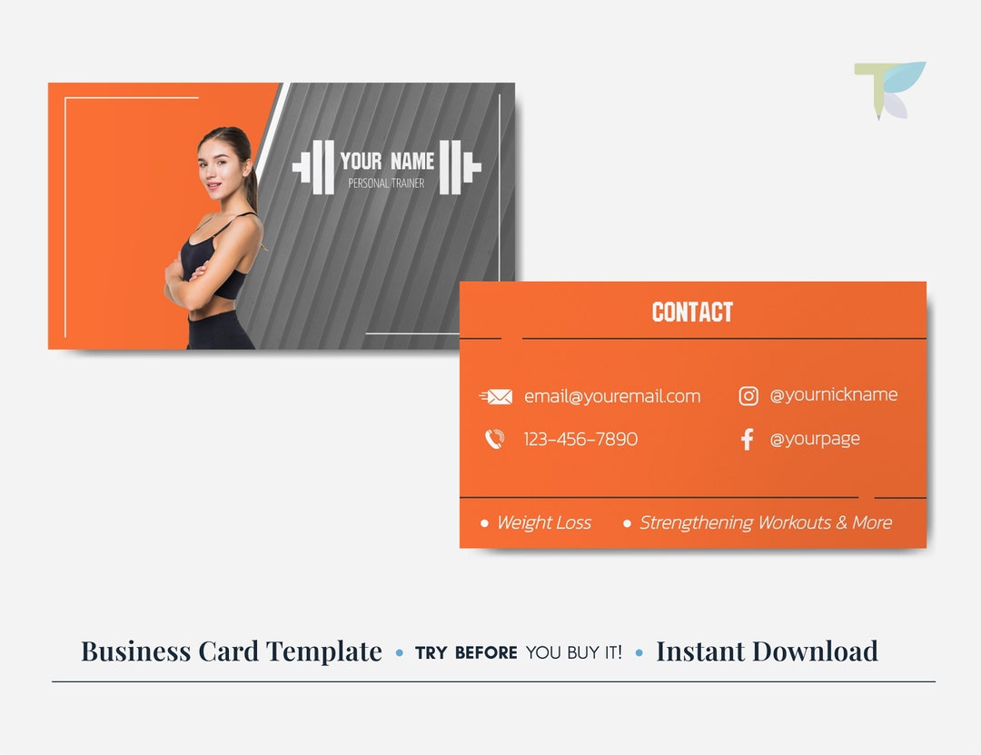 Fitness Business Card Template - Gym Business Card - Personal Trainer ...
