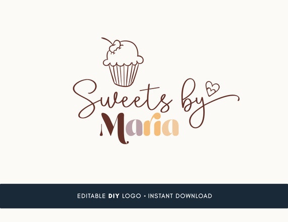 Editable Logo Design Sweets Business Logo Sweets Logo - Etsy