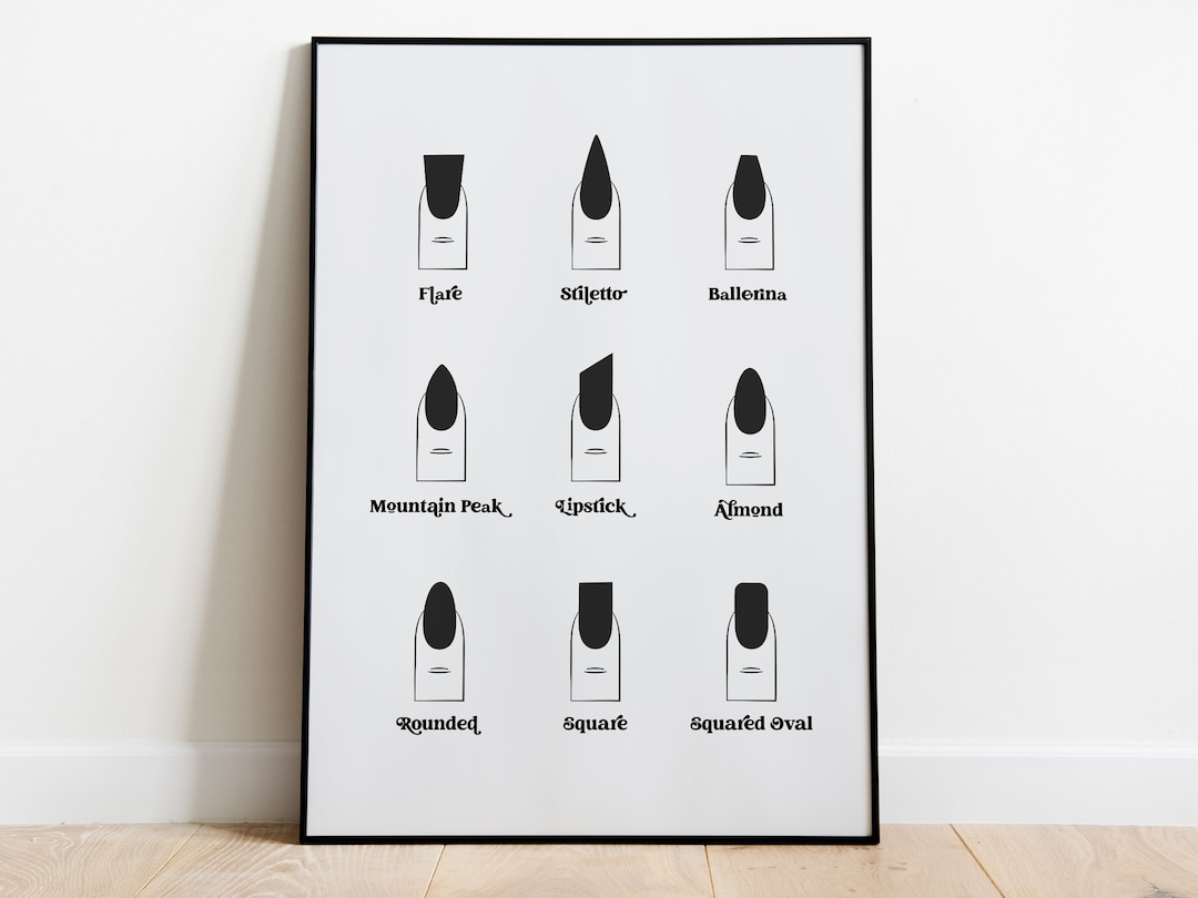 Printable Art - Nails Chart - Nail Shape Chart - Nail Salon Decor ...