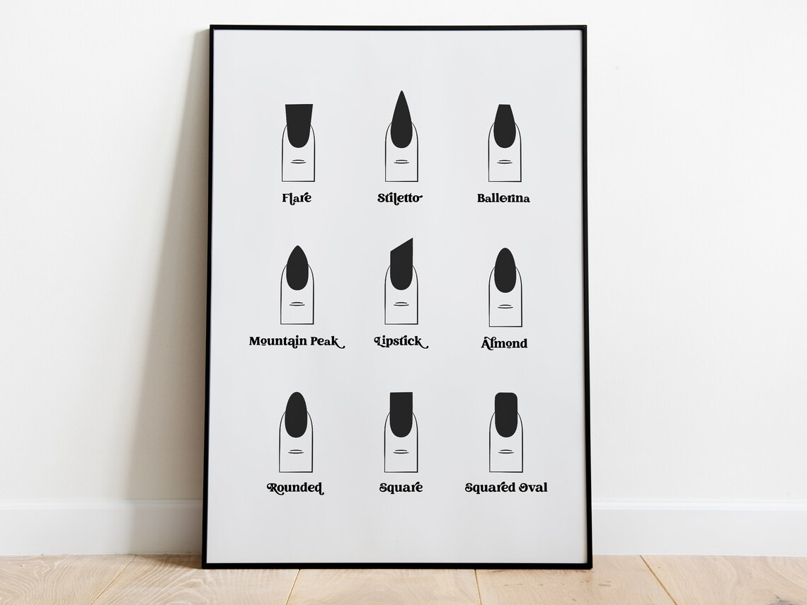 Printable Art - Nails Chart - Nail Shape Chart - Nail Salon Decor ...