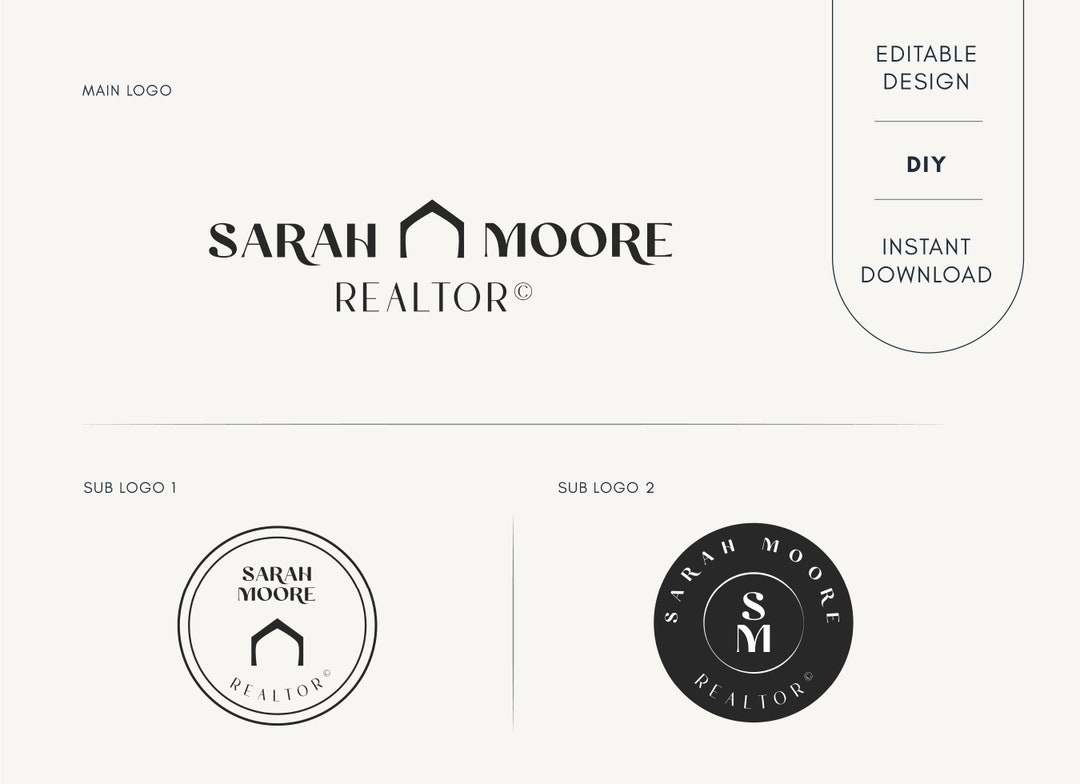 Editable Logo Design - DIY Realtor Logo - Real Estate Logo Design ...