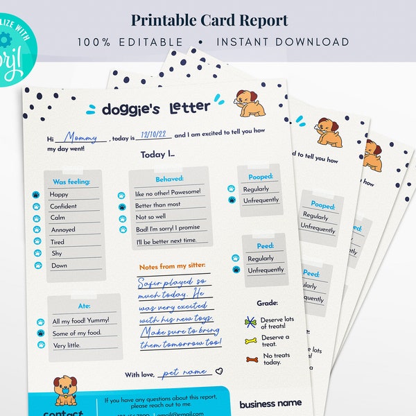 Dog Report Card - Etsy