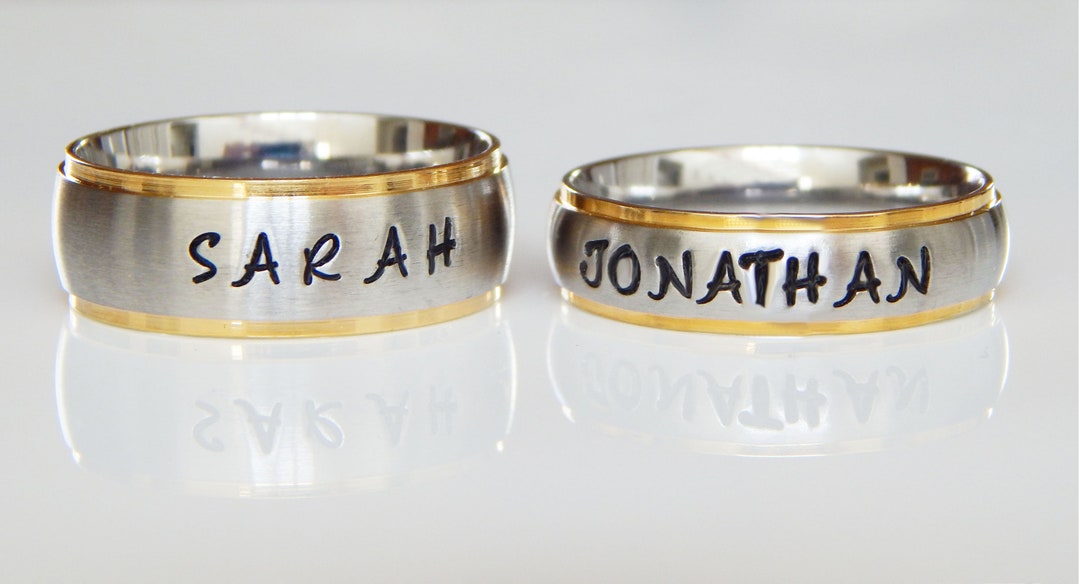 Stainless Steel Name Rings Personalized Rings Custom Rings Couples ...