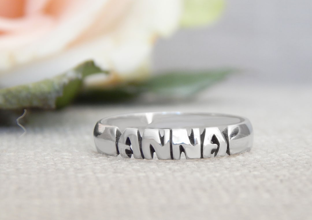 Sterling Silver Name Ring - 5mm, 7mm & 10mm Bands - Hand Carved - Custom Ring - Personalized ...