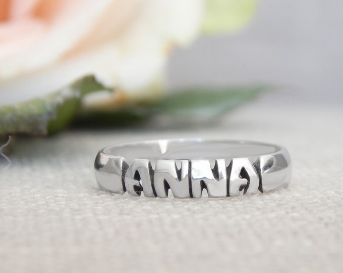 Ring, Sterling Silver, Personalized, Custom, Letter Monogram, Initial ...