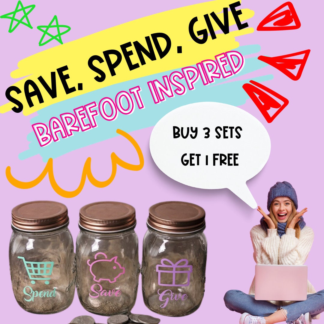 SPEND SAVE GIVE Labels Barefoot Investor Inspired Labels Jam Jar Labels ...
