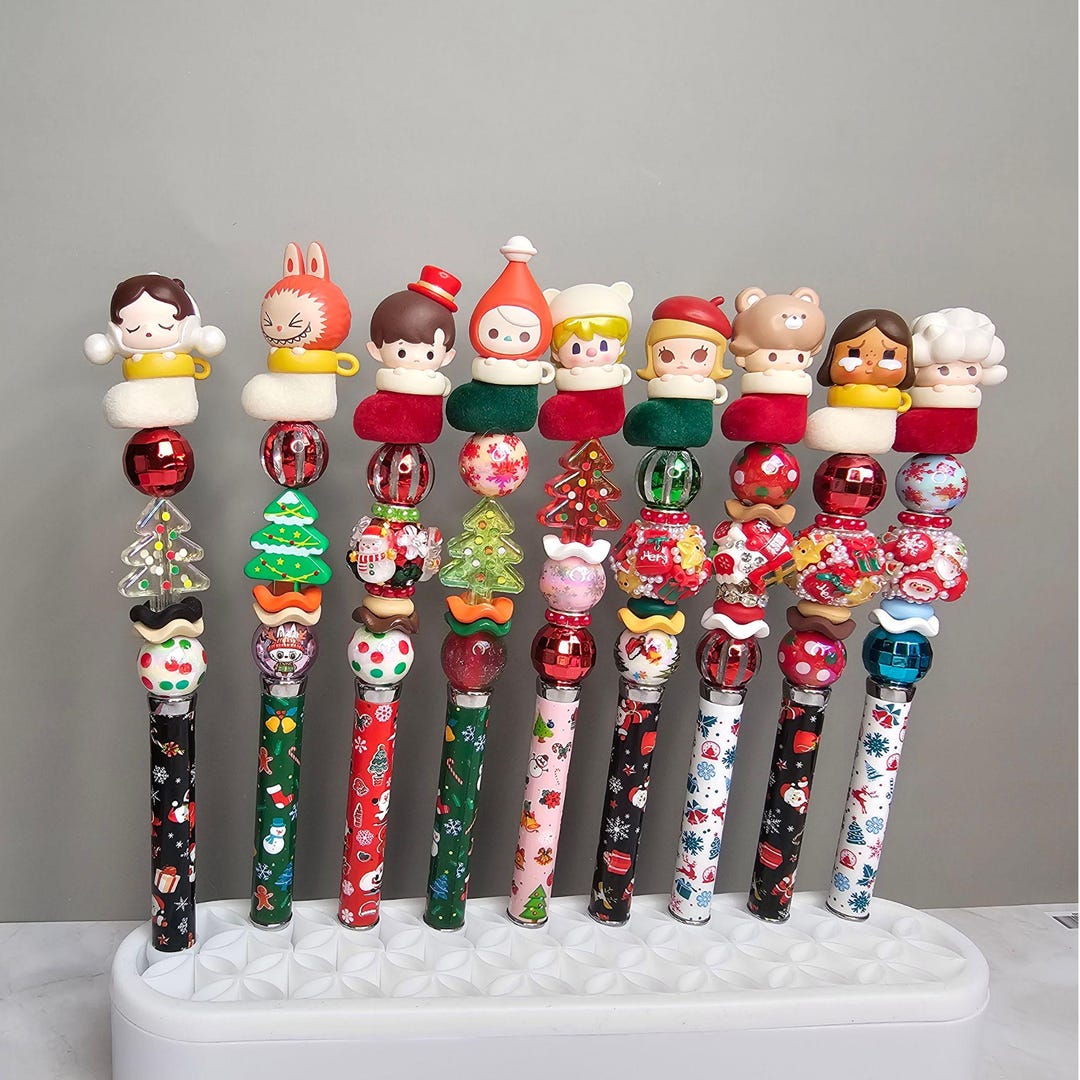 Popmart Christmas Character Pen, Festive Beaded Pen - Etsy