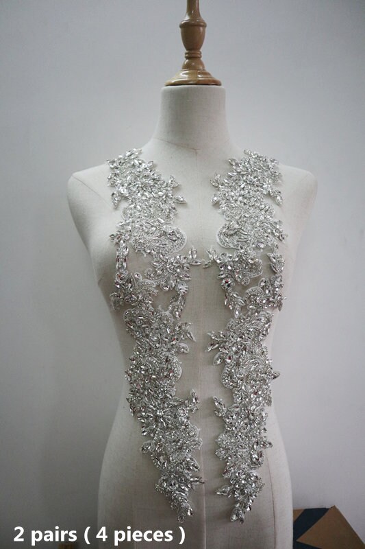 Deluxe Red Rhinestone Appliques Collar Bodice Appliques - Etsy