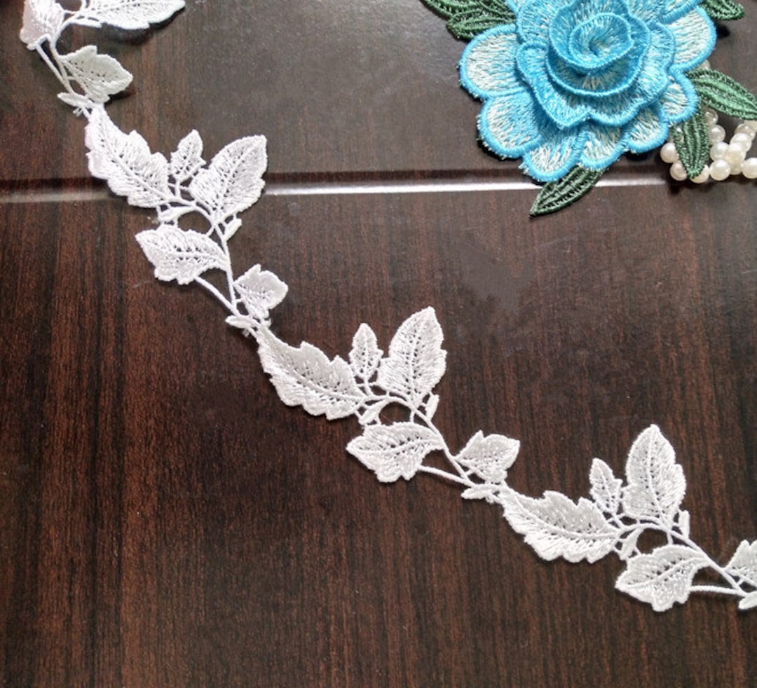 Off White Leaf Lace Trim by the Yard, Vintage Guipure Lace, 4.8 Cm Wide ...