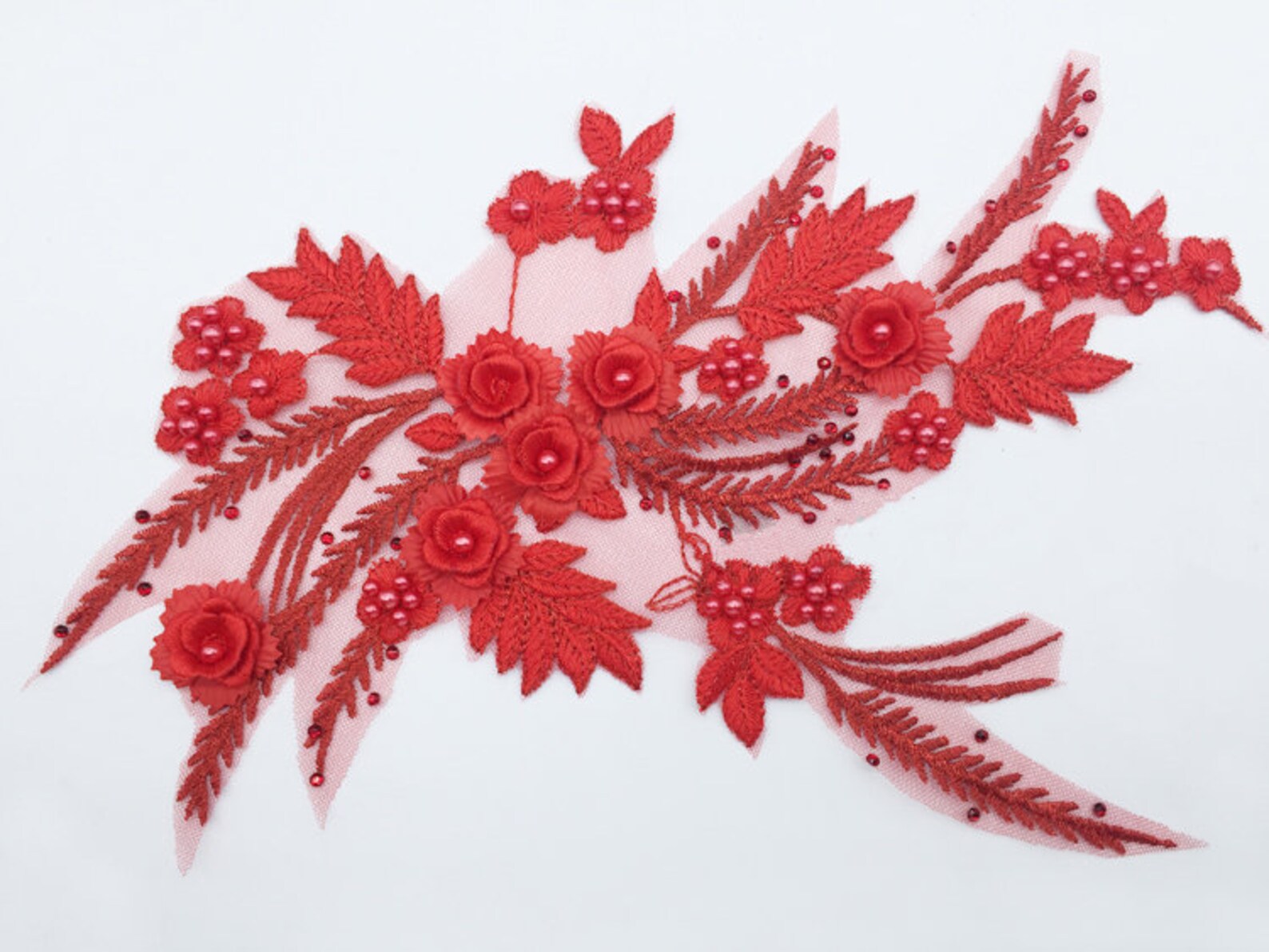 Dark Red 3D Flower by the Piece Vintage Flower Appliques | Etsy