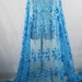 Lake Blue Embroidered Lace Fabric, Lanverdar Purple Embroidery Floral ...