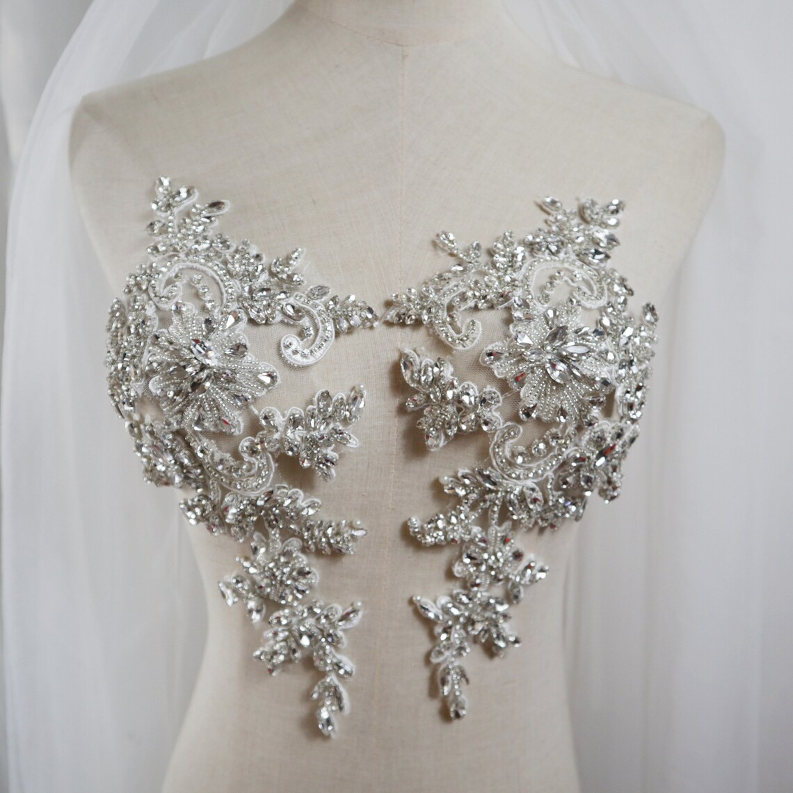 Luxury Red Rhinestone Beaded Applique 3D Beaded Shoulder - Etsy