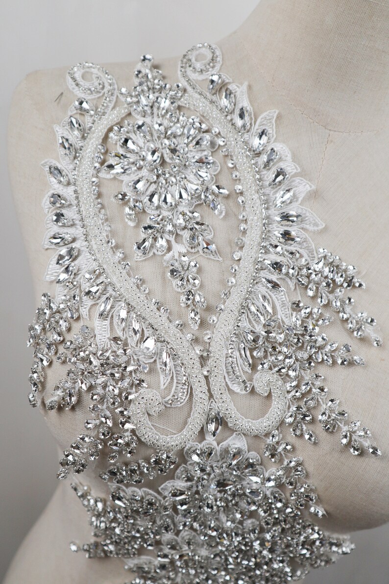 Big Silver Rhinestone Applique Handcraft Rhinestone - Etsy