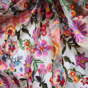 Multi Colors Heavy Embroidered Floral and Butterfly Lace Fabric, Mesh ...