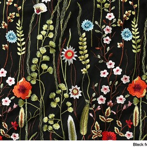 Multi Colors Heavy Embroidered Floral Lace Fabric, Mesh Embroidery Lace ...