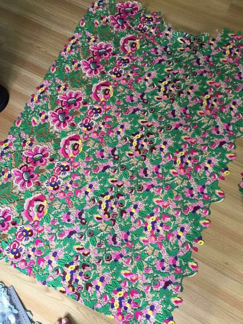 Multi Colors Heavy Embroidered Floral Lace Fabric Haute - Etsy