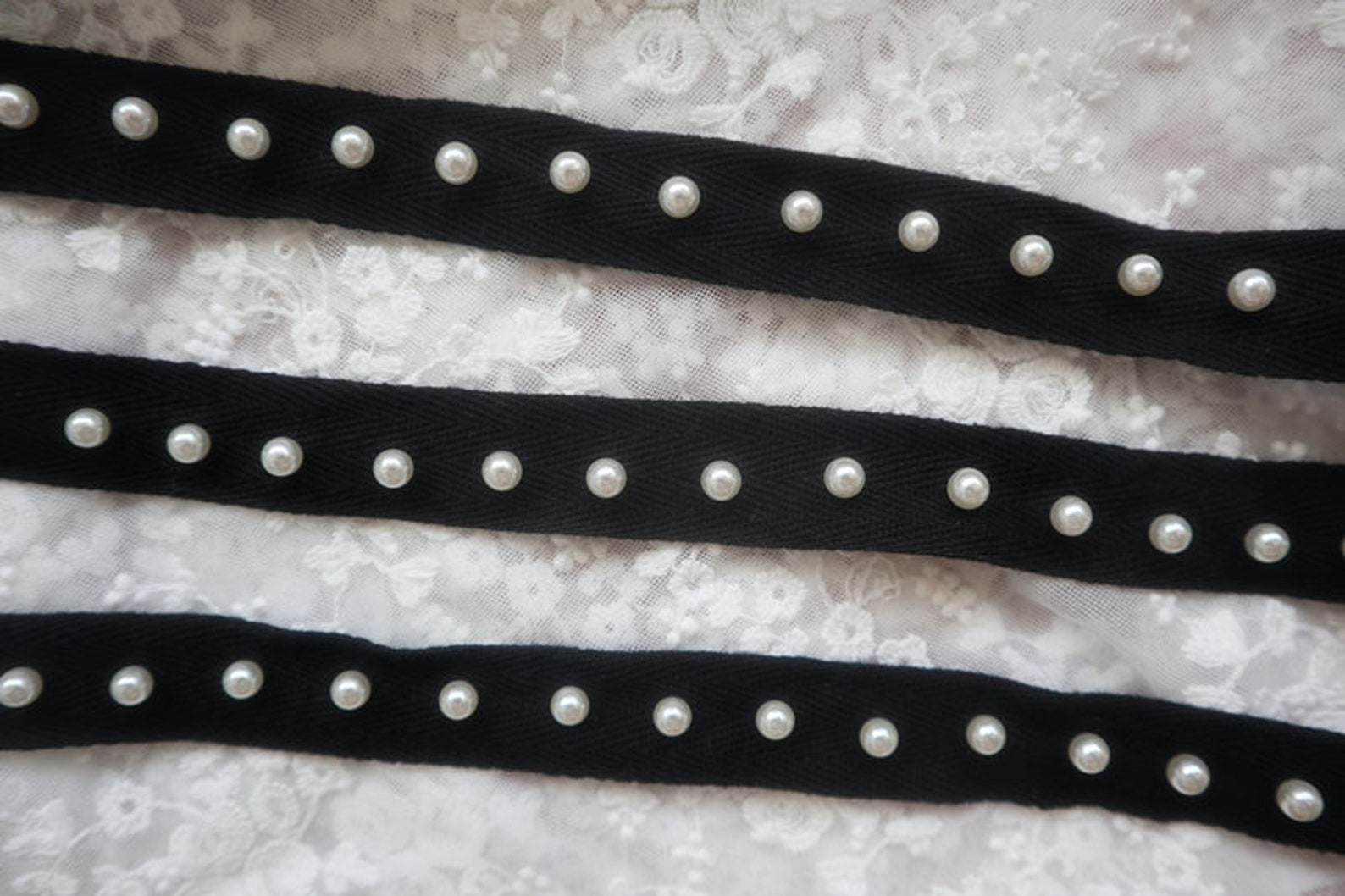 Ivory Cream Beaded Tape Trim, Pear Beaded Twill Tape by the Yard, 2cm ...