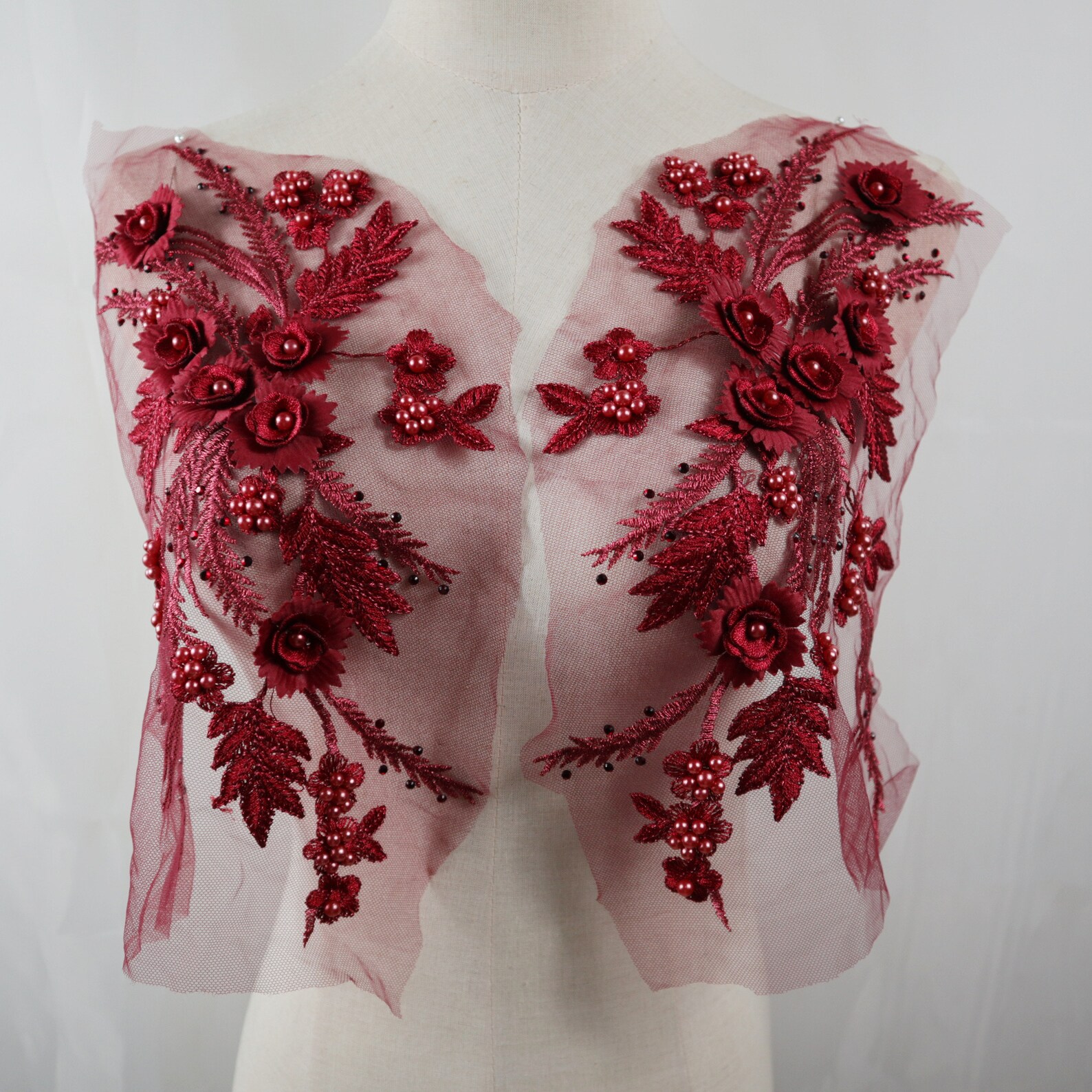 Dark Red 3D Flower by the Piece Vintage Flower Appliques - Etsy