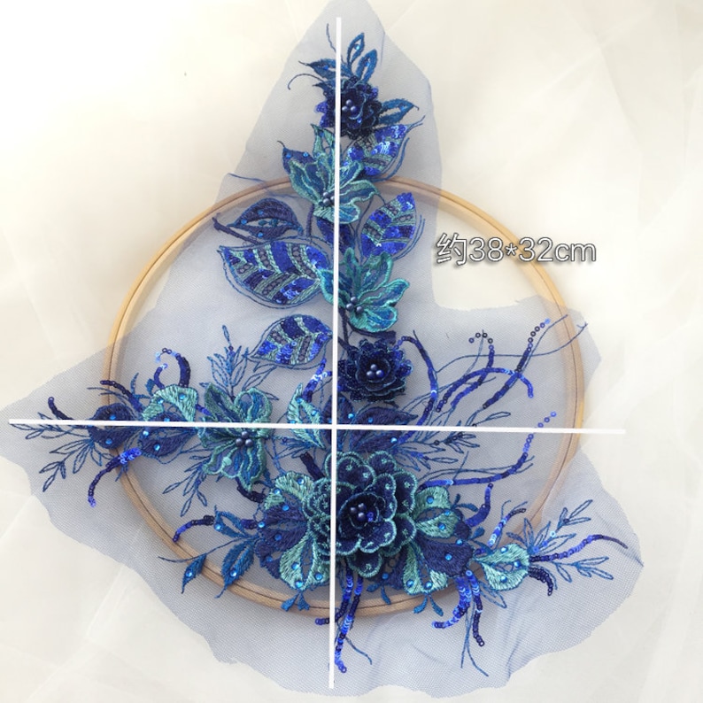 Royal Blue 3D Flower Lace Fabric 3D Beaded Embroidered - Etsy