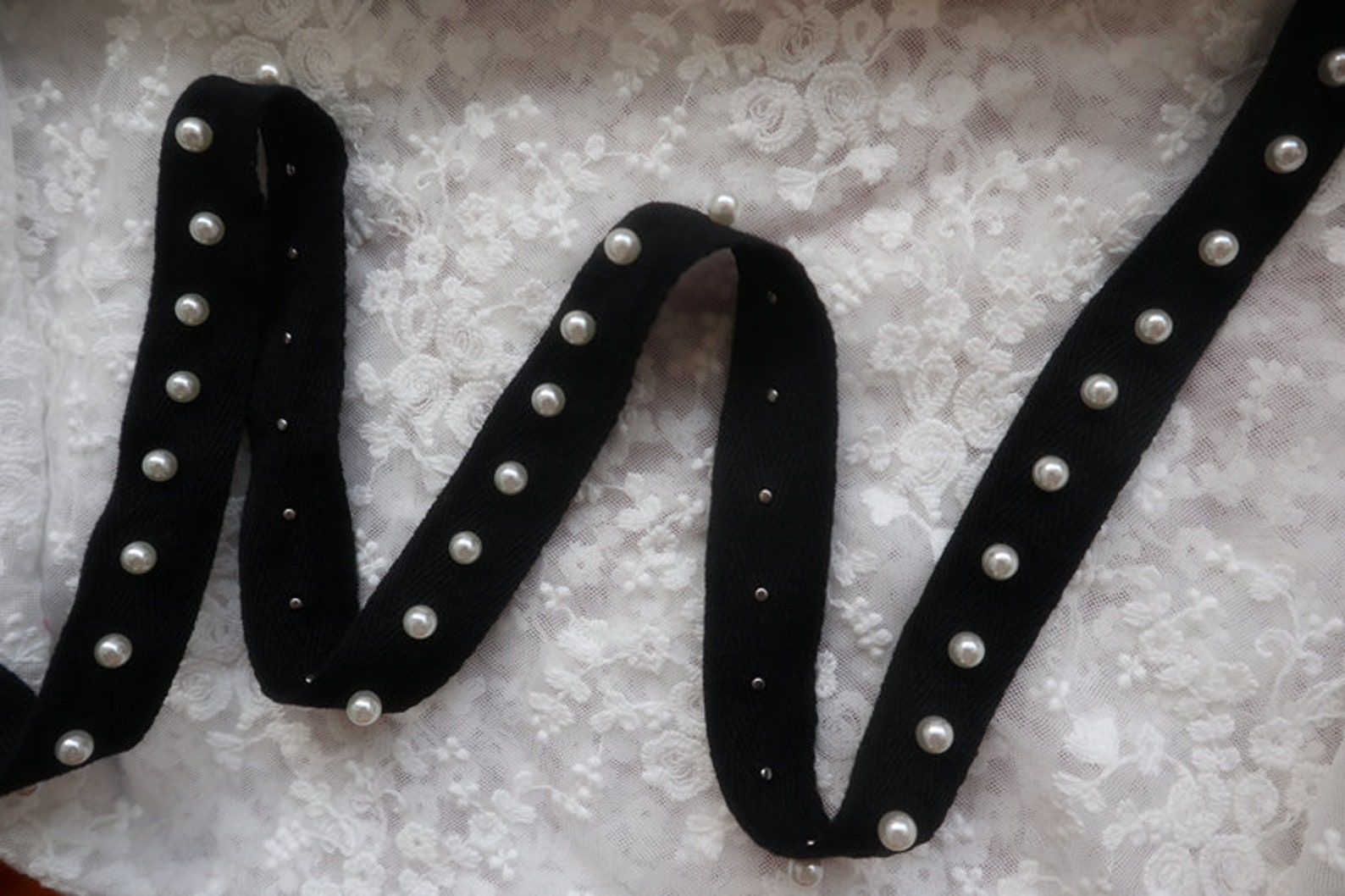 Ivory Cream Beaded Tape Trim, Pear Beaded Twill Tape by the Yard, 2cm ...