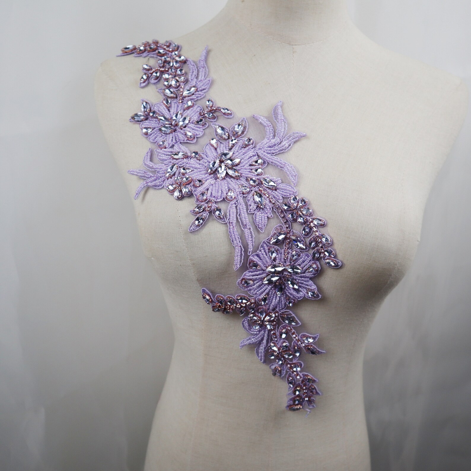 Light Purple Rhinestone Beaded Appliques French Shoulder | Etsy