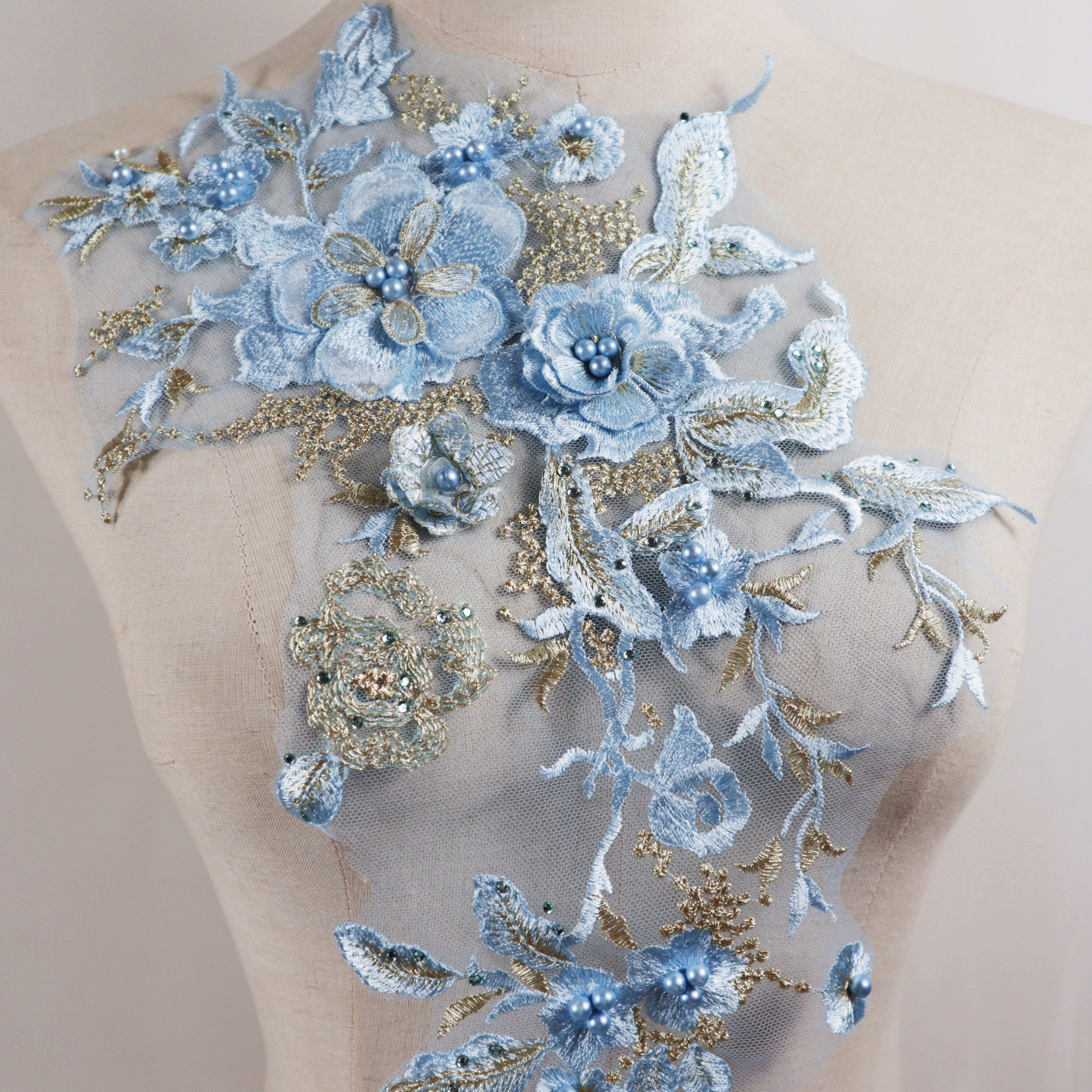 Dark Blue Delicate 3D Flower Appliques Navy Blue Embroidered - Etsy