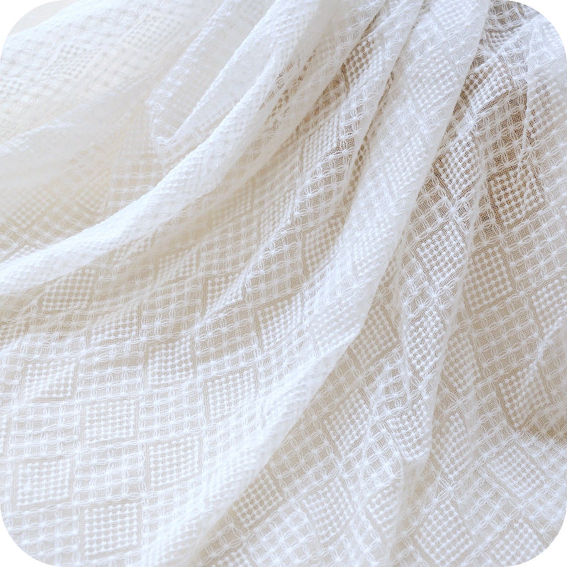 Off White Embroidered Lace Fabric by the Yard Ivory Cream - Etsy