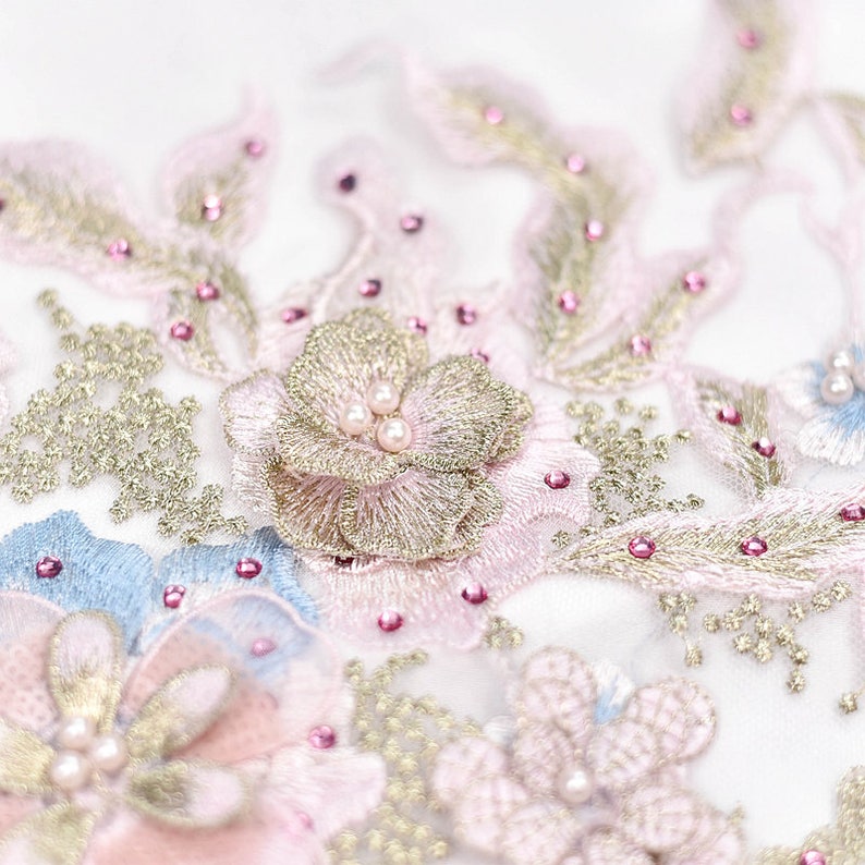 Dark red 3D flowers lace applique 3D floral Embroidered | Etsy