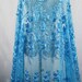 Lake Blue Embroidered Lace Fabric, Lanverdar Purple Embroidery Floral ...