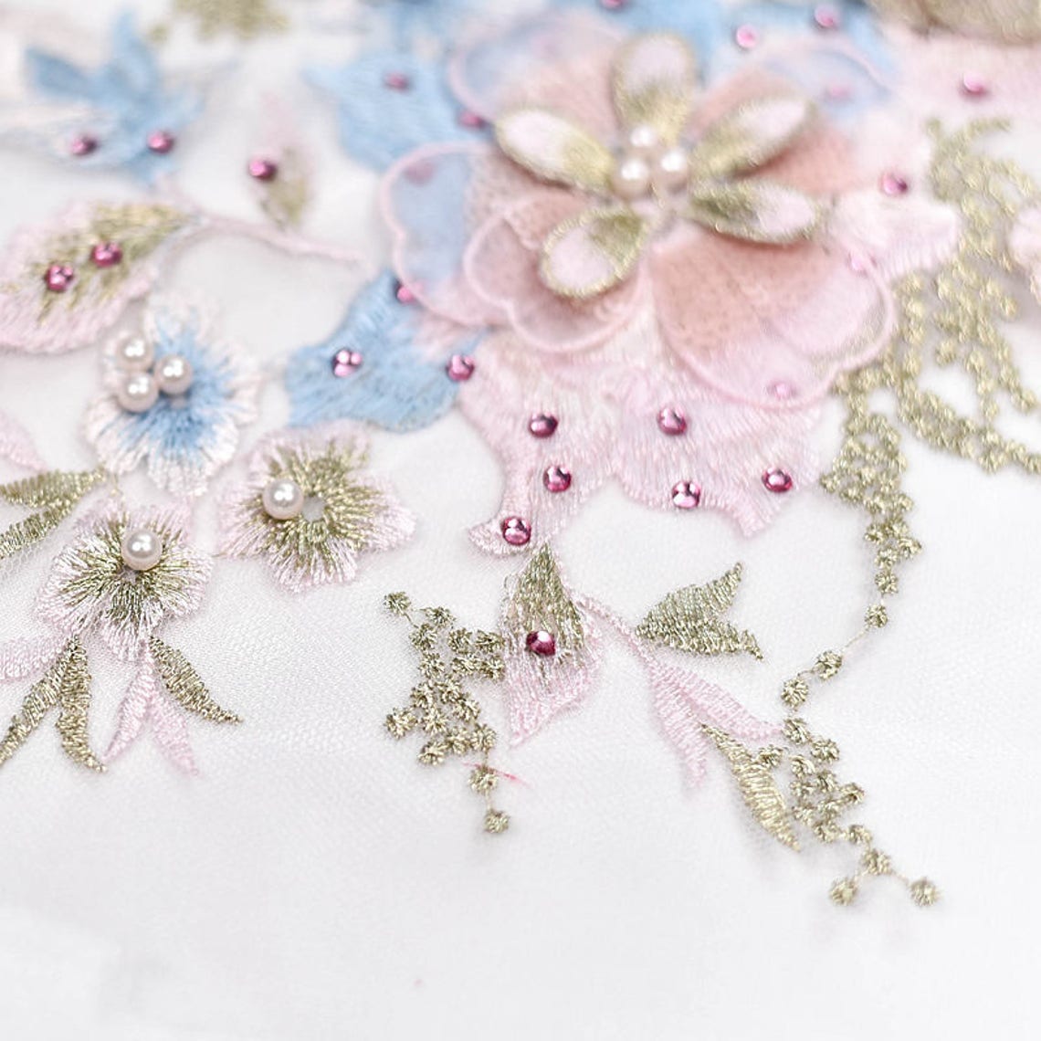 Royal Blue 3d Flowers Lace Applique 3d Floral Embroidered Etsy