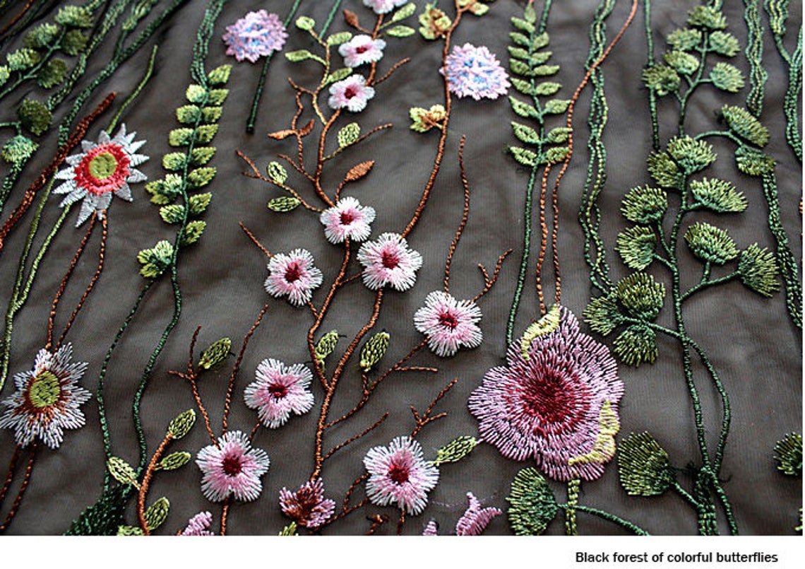Multi Colors Heavy Embroidered Floral Lace Fabric Mesh - Etsy