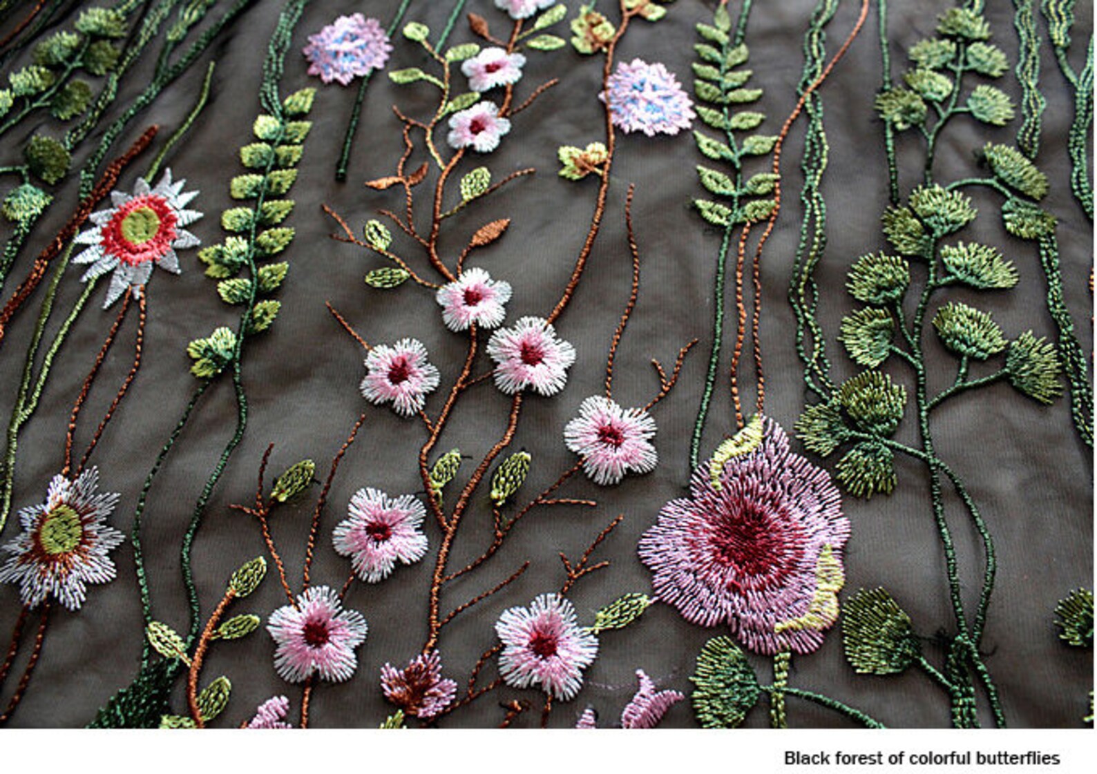 Multi Colors Heavy Embroidered Floral Lace Fabric, Mesh Embroidery Lace ...