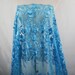Lake Blue Embroidered Lace Fabric, Lanverdar Purple Embroidery Floral ...