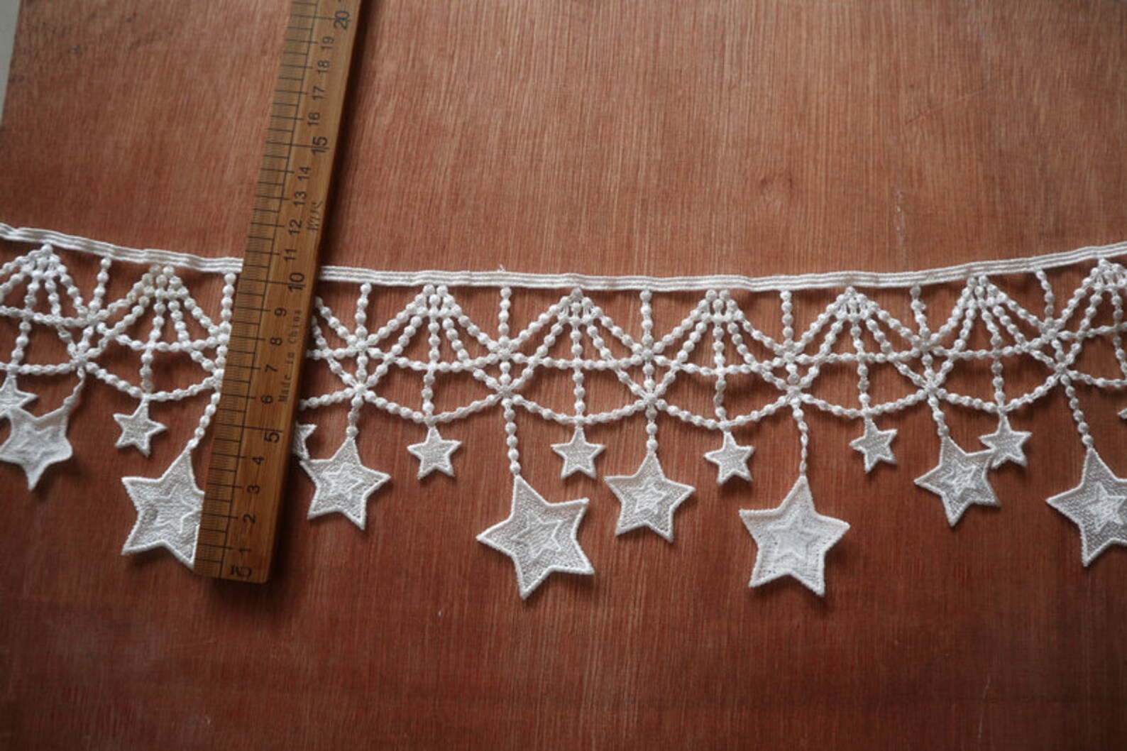 Off White Stars Lace Trim by the Yard, Vintage Guipure Lace, 11 Cm Wide ...