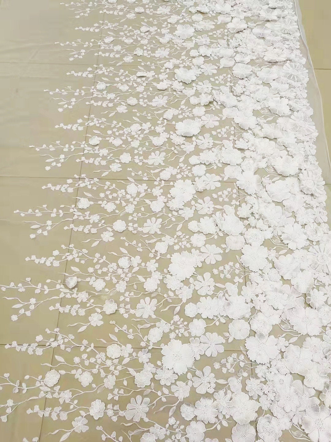 3D Flowers Lace Fabric by the Yard Multiple Floral - Etsy