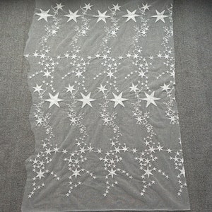 Quality Ivory Star Lace Fabric, Embroidered Stars Lace Fabric by the ...