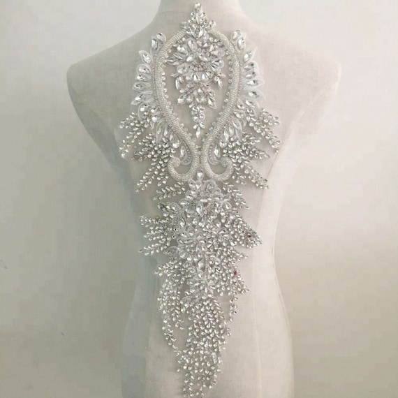 Big Silver Rhinestone Applique Handcraft Rhinestone - Etsy