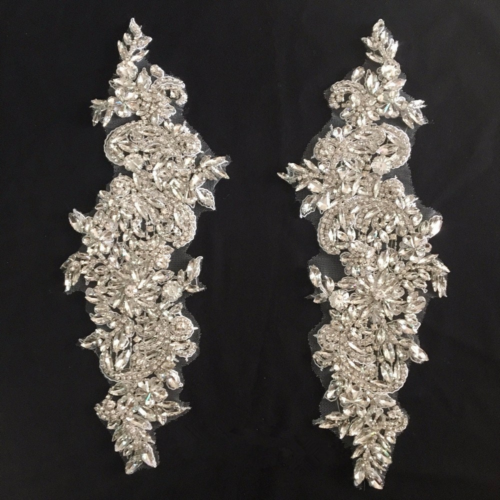 Deluxe Red Rhinestone Appliques Collar Bodice Appliques - Etsy