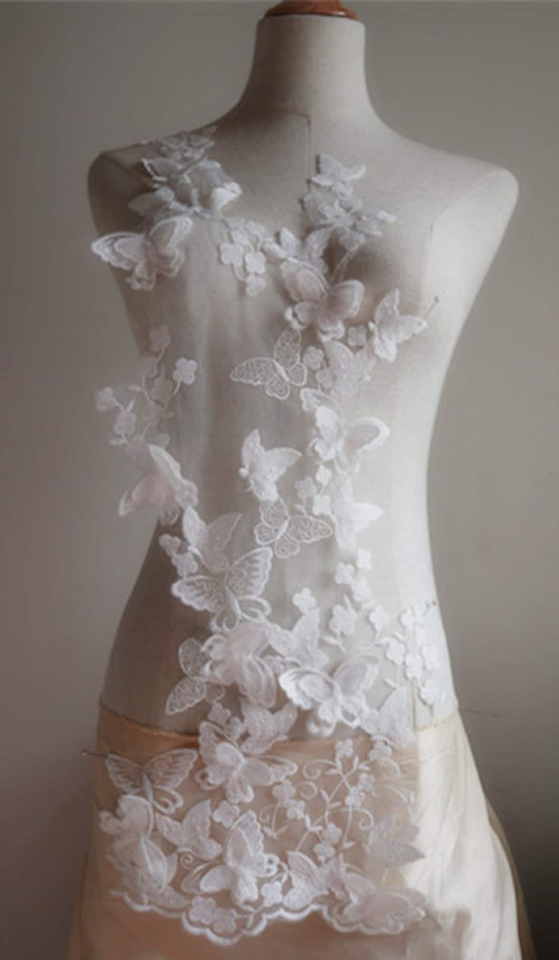 Off White Butterfly Embroidered Lace Applique 3d Butterflies | Etsy