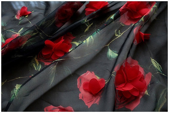 3D Red Chiffon Floral Lace Fabric by the Yard 3D Chiffon | Etsy